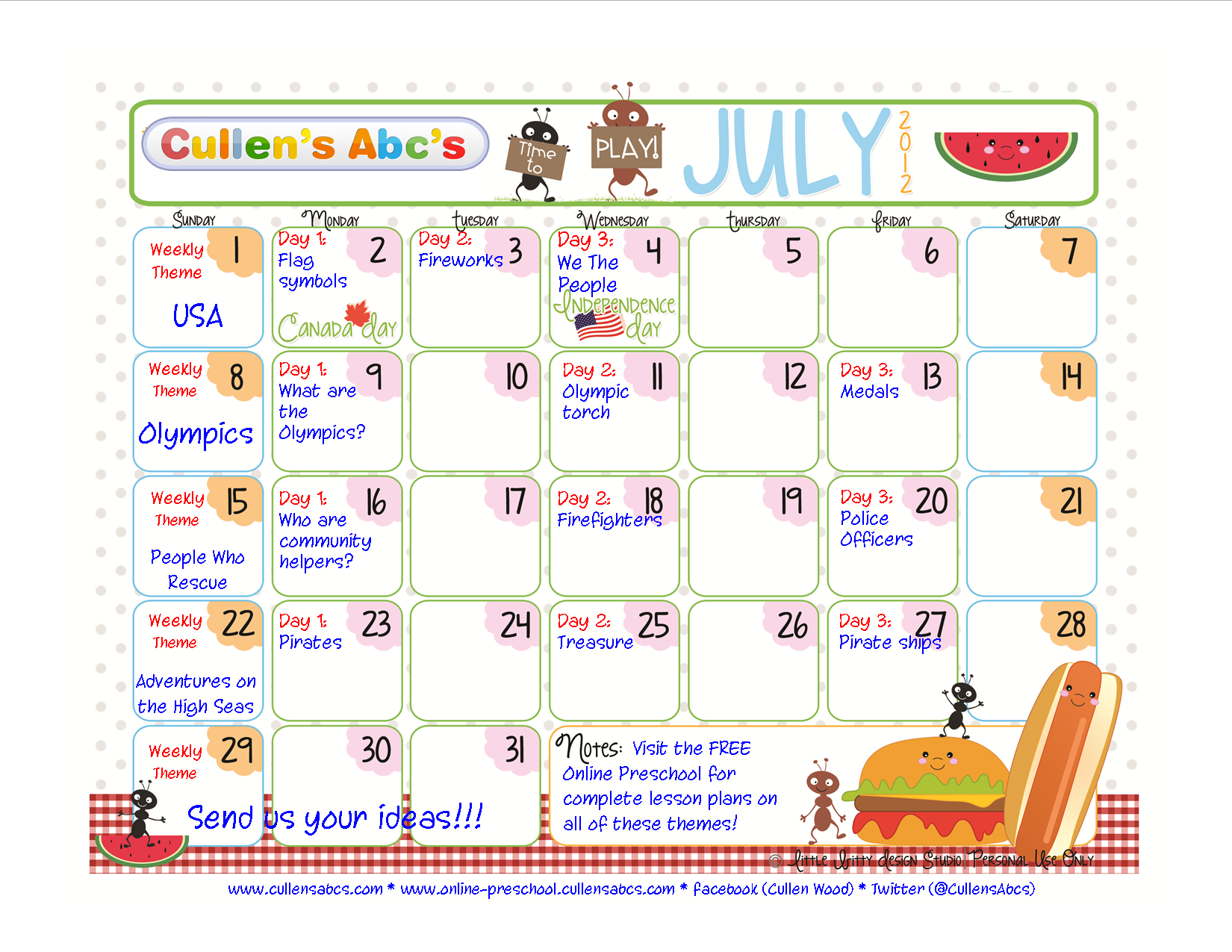 July Calendar Christian Children Activities Online Preschool And July Calendar Christian Children Activities Online Preschool And